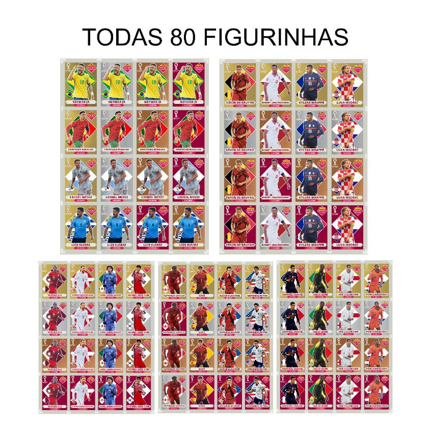 Figurinhas Legend extra Copa do Mundo 2022 - 80 figurinhas - Neymar ...