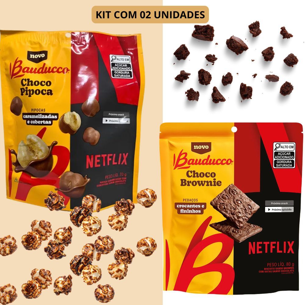 Kit Especial Bauducco Netflix: Choco Pipoca + Choco Brownie | Shopee Brasil