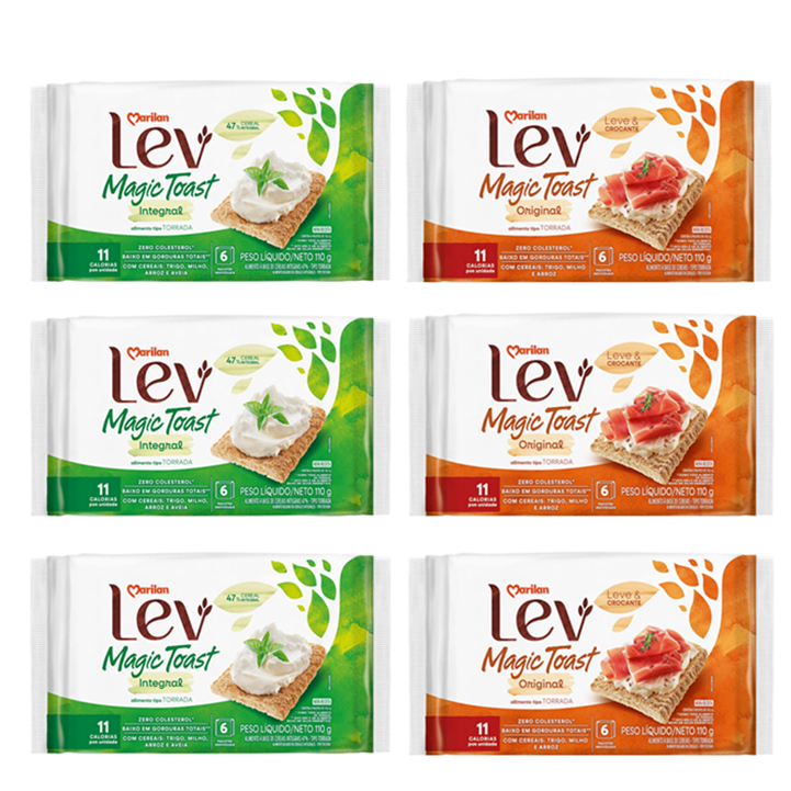 Torrada Lev Magic Toast Marilan 110g 2 Sabores integral e original Kit ...