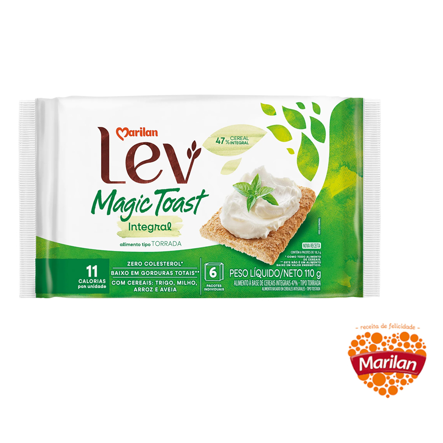 Torrada Lev Magic Toast Marilan 110g 2 Sabores integral e original Kit ...