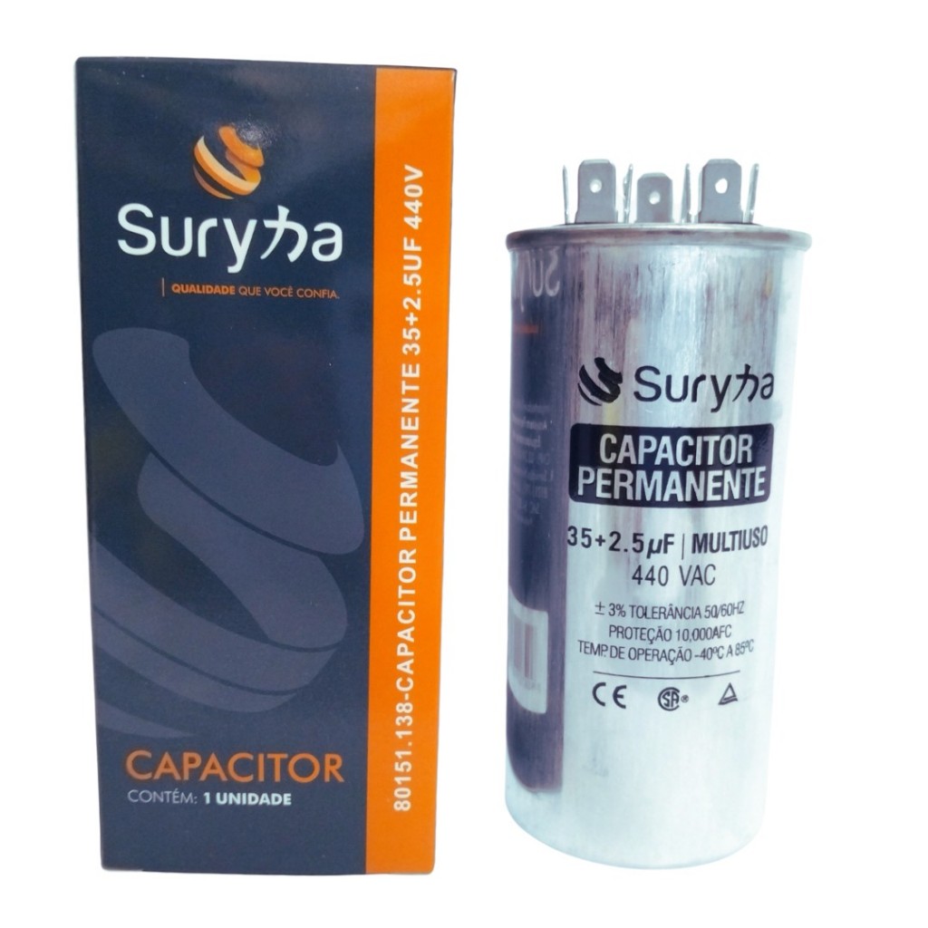 CAPACITOR PERMANENTE 35+2.5UF 440V SURYHA ArCondicionado compressor do ...