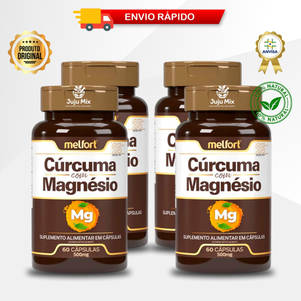 Cúrcuma + Magnésio Melfort 60 Cápsulas –Bem-Estar - Vitalidade ...