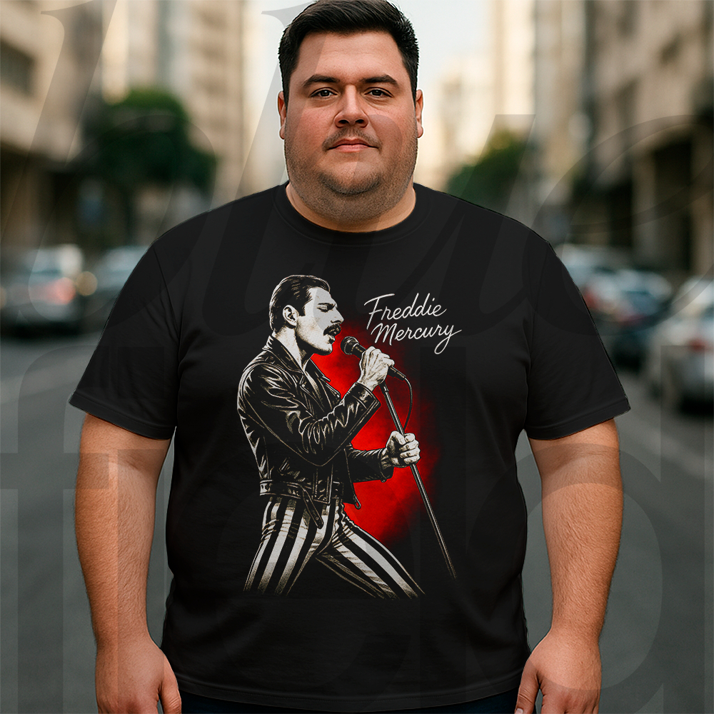 Camiseta Plus Size Masculina Rock Streetwear Freddie Mercury 033 Malha ...