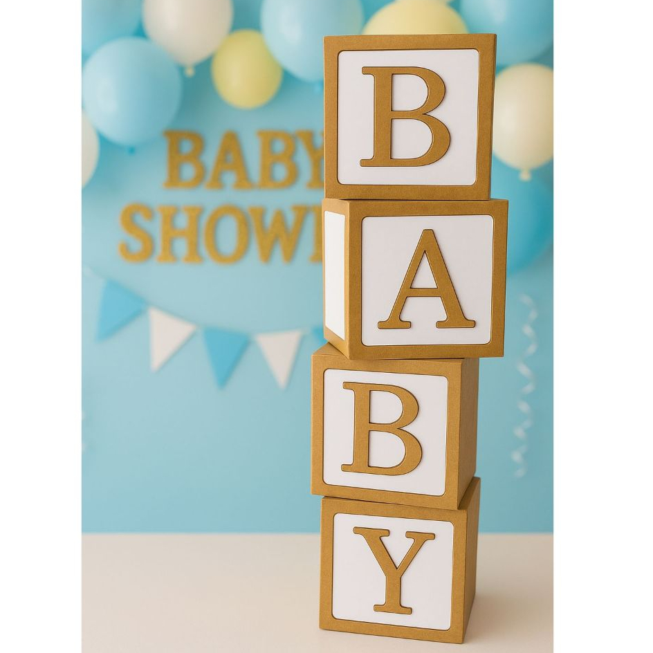 Cubo Baby Decoração Festa Chá Revelação Chá De Bebê Evento MDF Branco ...
