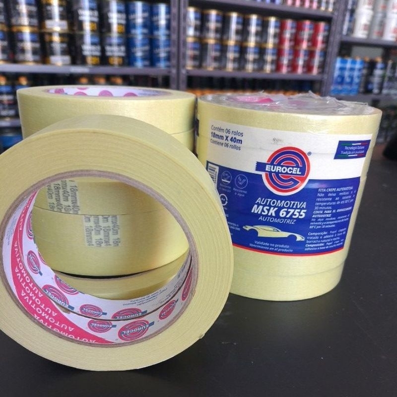 Fita crepe automotiva Eurocel amarela kit c/10 | Shopee Brasil