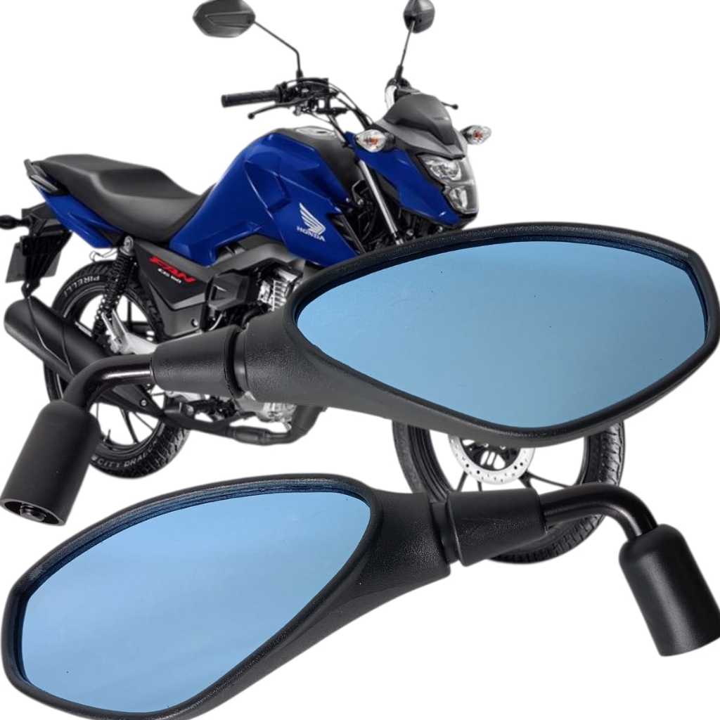 Par Retrovisor F800 90 Graus Haste Curta Motos Honda Lente Azul Fan 160 ...