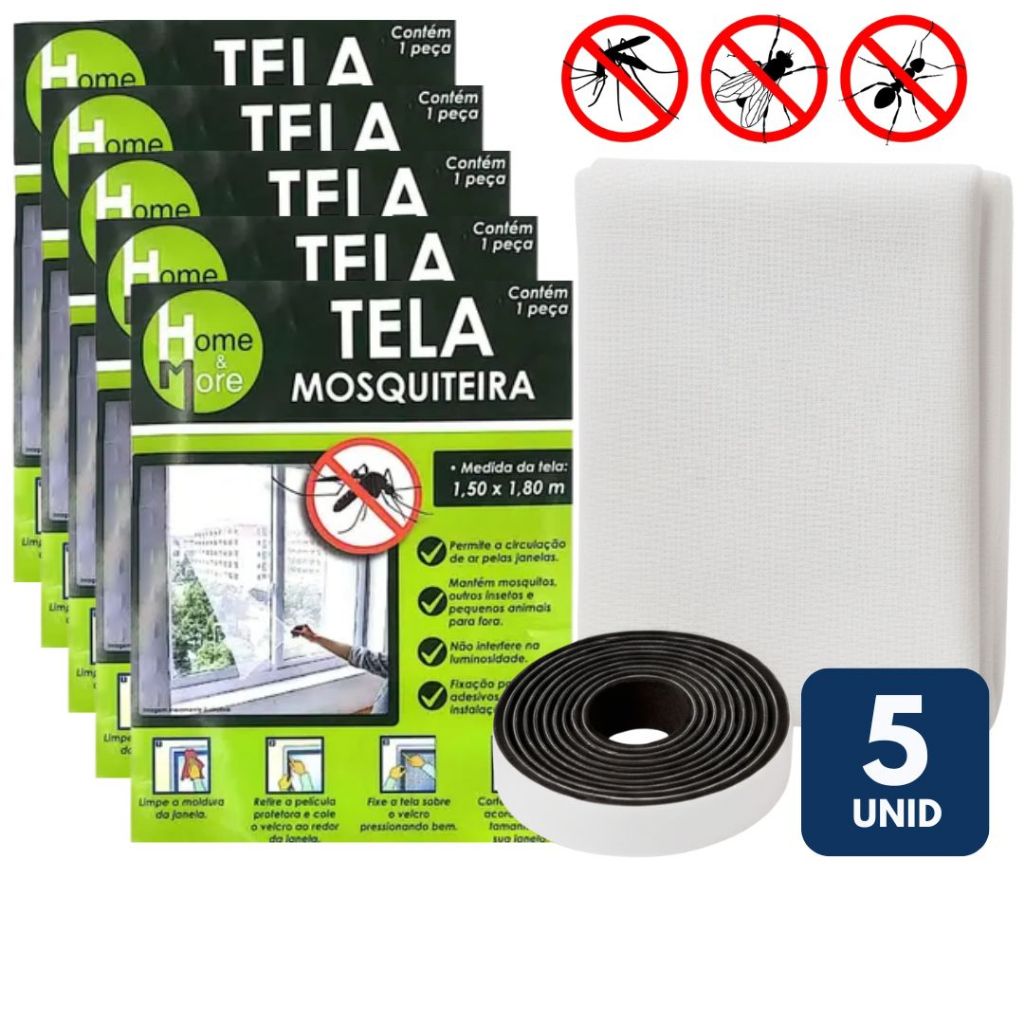 Tela Mosquiteiro Para Janela 1,3x1,5m Com Autocolante Com Velcro Top ...