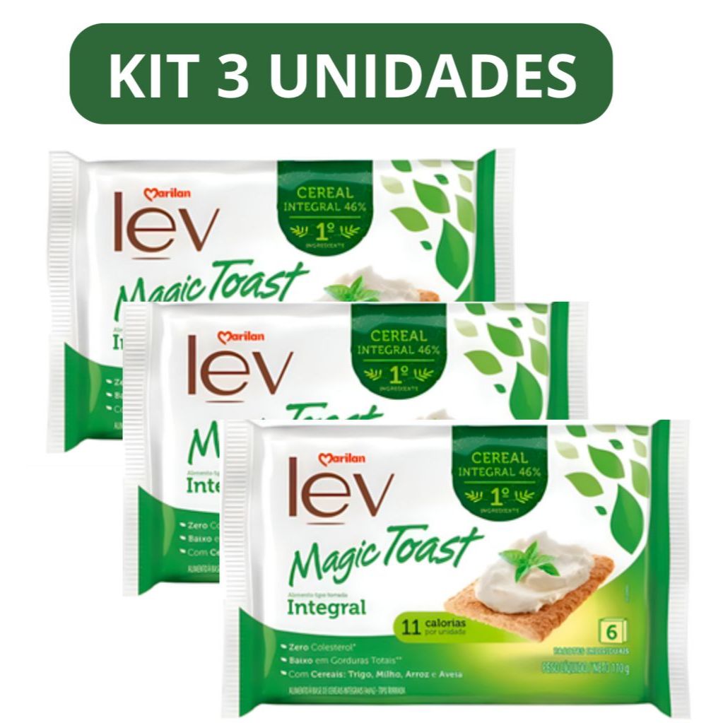 Kit 2 ou 3 Torrada Magic Toast Integral Lev Marilan Zero Colesterol ...