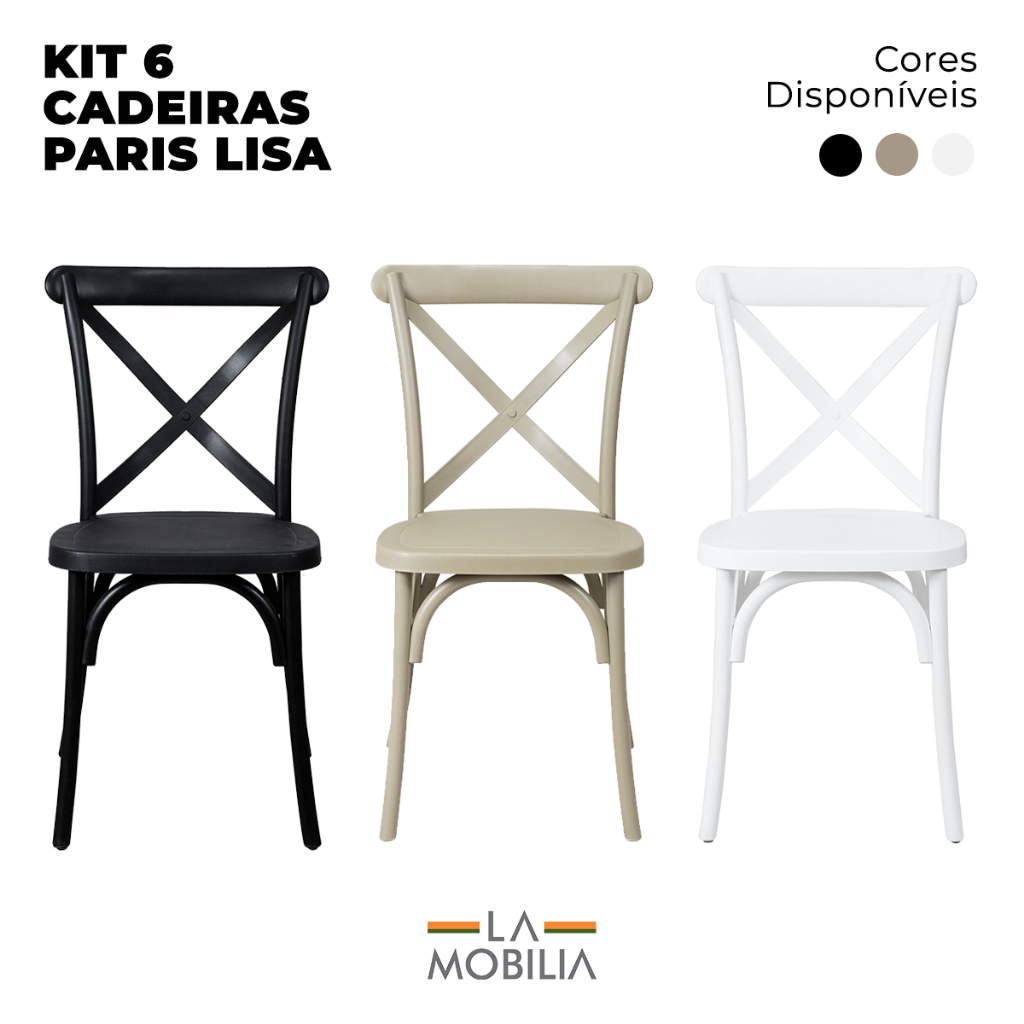 Kit 6 Cadeiras Paris Lisa Empilhável Polipropileno Resistente Varanda Jardim Quintal - La ...