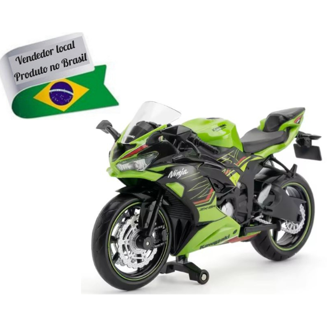 Miniatura Moto Kawasaki Ninja ZX-6R Escala 1:12 Ninja ZX6 Verde Nova ...