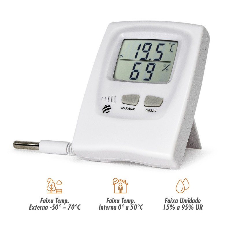 Termo-Higrometro Digital - Temperatura Interna e Externa e Umidade - Incoterm | Shopee Brasil