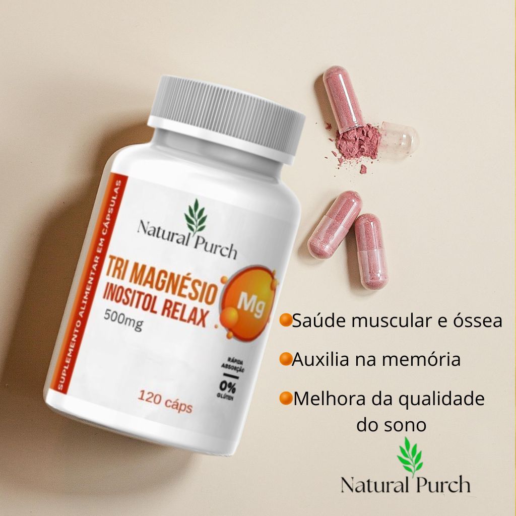 TRI-MAGNESIO - NATURAL PURCH - 120 CAPS - 100% NATURAL | Shopee Brasil