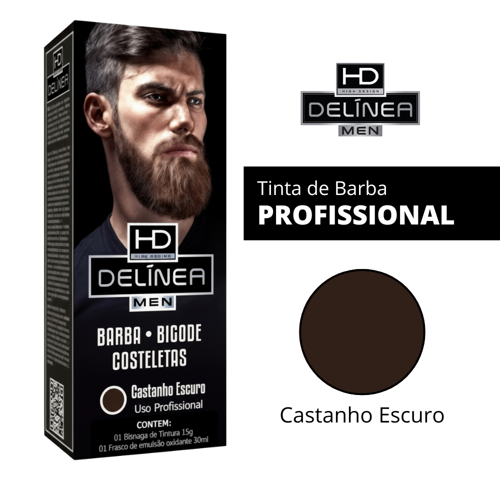 Tintura De Barba Profissional Delinea Men Castanho Escuro Alta ...