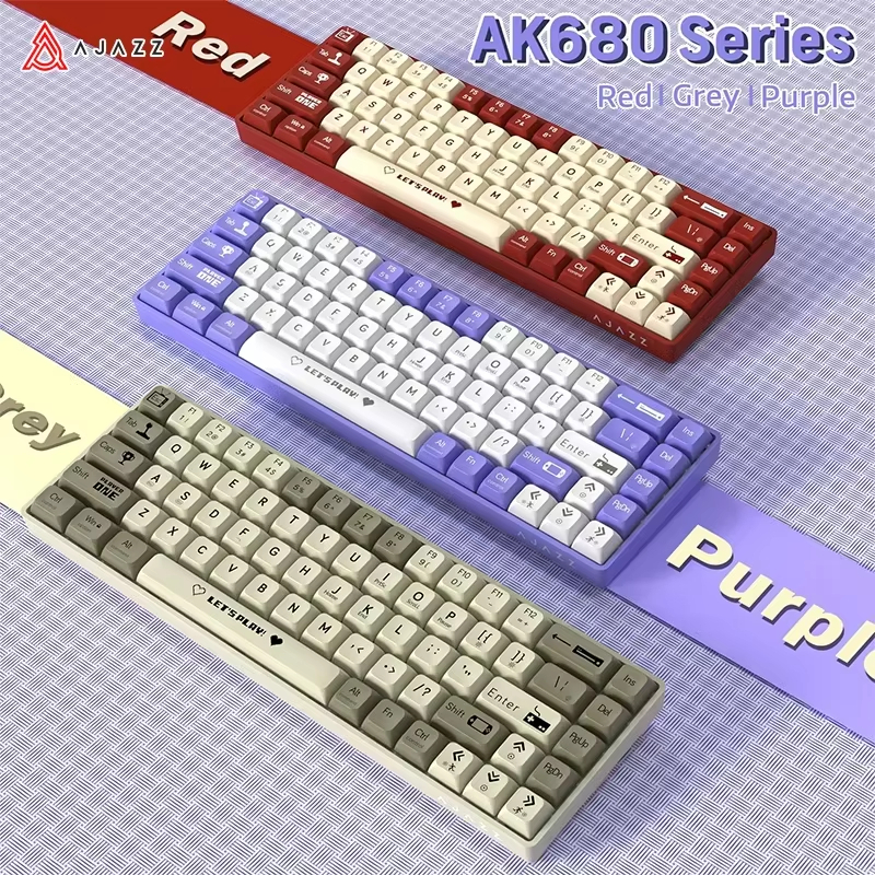 Teclado Ajazz ak68 Gamer Pro – Com fio, 2.4GHz, Wired, RGB, Hot ...