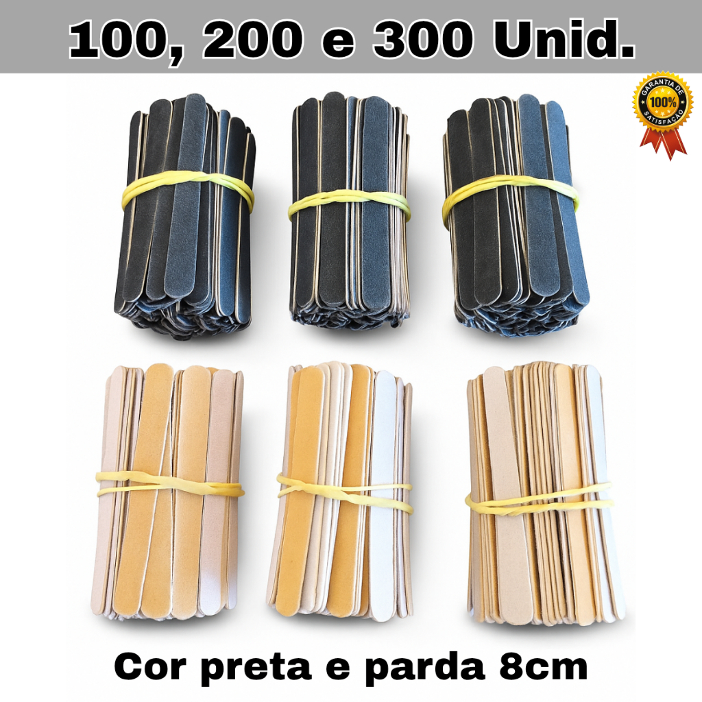 Mini lixa de unha descartável preto e pardo – kit 100, 200 ou 300 ...