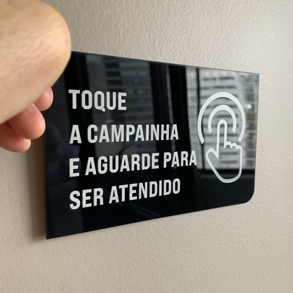Placa Toque a Campainha em Acrílico - Sinalização Residencial ...