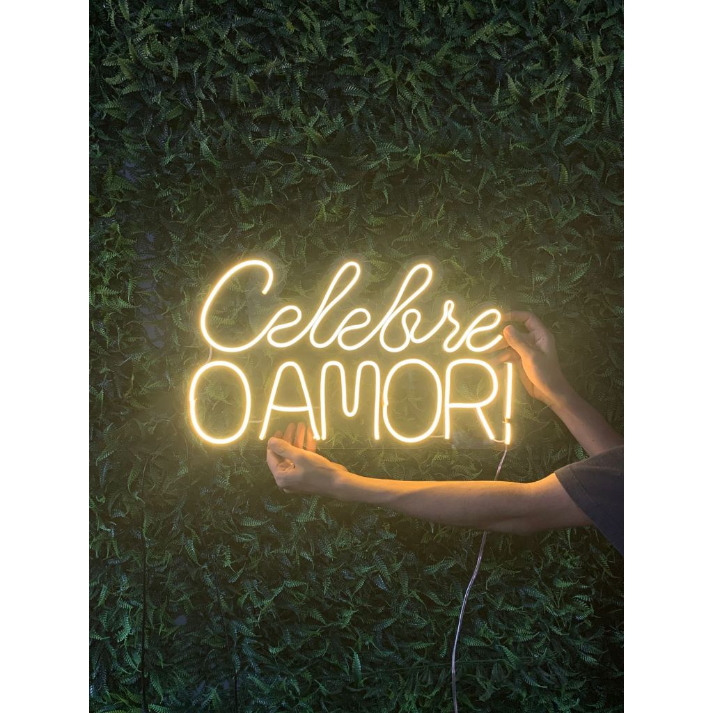 Placa Letreiro Led Neon Luminoso Celebre o Amor Festas Casamento ...