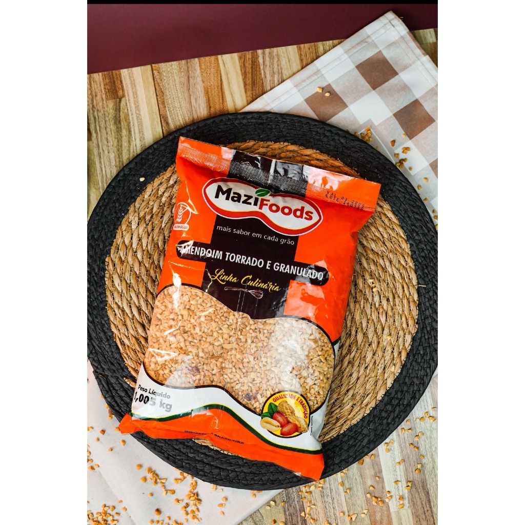 Amendoim Granulado Mazi Foods 1,005 kg | Shopee Brasil