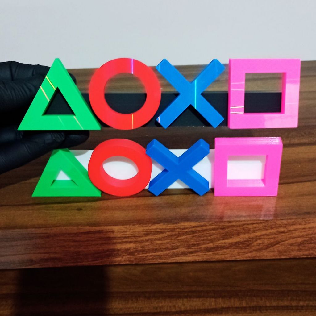 Letreiro Gamer Símbolos dos botões do controle PlayStation em 3D ...