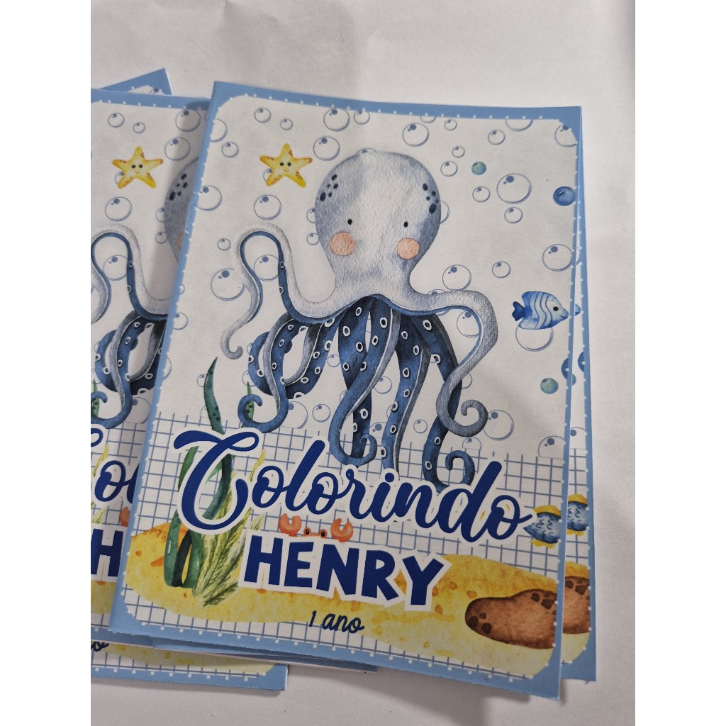 Revistinha de colorir 10x15cm Fundo mar Henry 20 unidades | Shopee Brasil