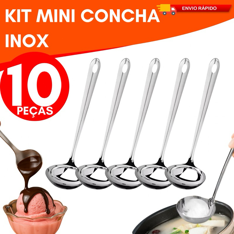 Kit 10 Mini Concha Inox Pequena Pra Servir Molho Caldo Temperos ...