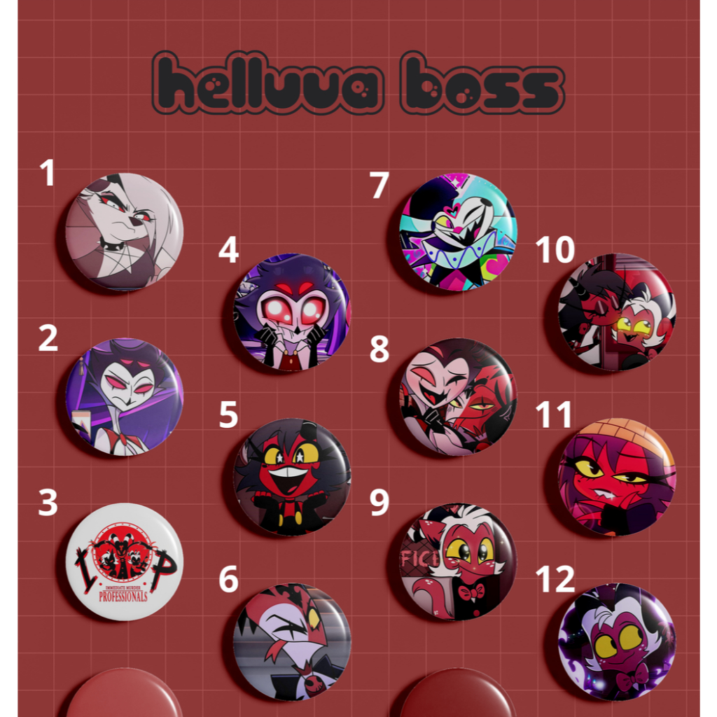 Kit 4 bottons/broches Helluva Boss Moxxie Millie Blitzo Stolas Luna IMP ...