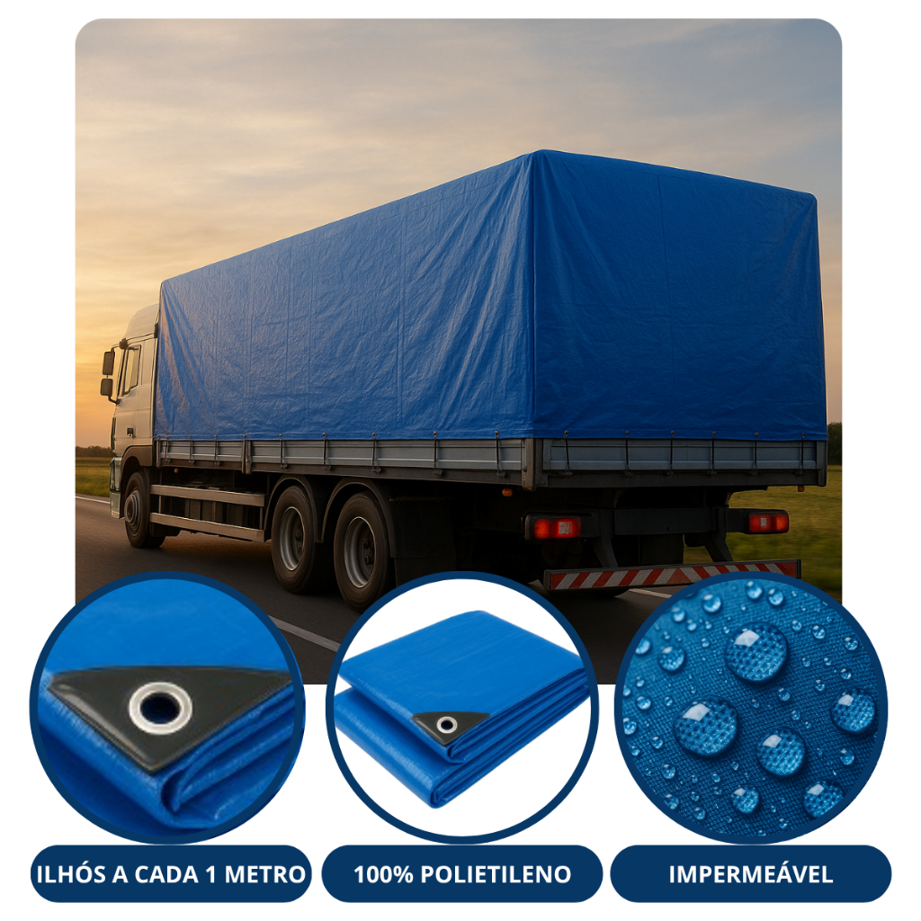 Lona Encerada Carreteiro 4x3 Toldo Azul Cobertura Impermeável Para ...