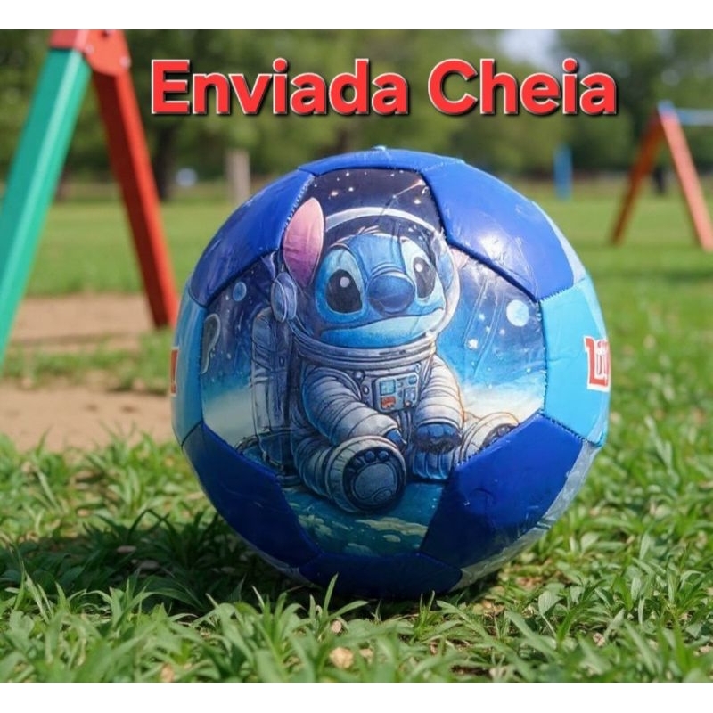 Bola Infantil couro sintético Personagem N°5 Stich Azul bola de futebol ...