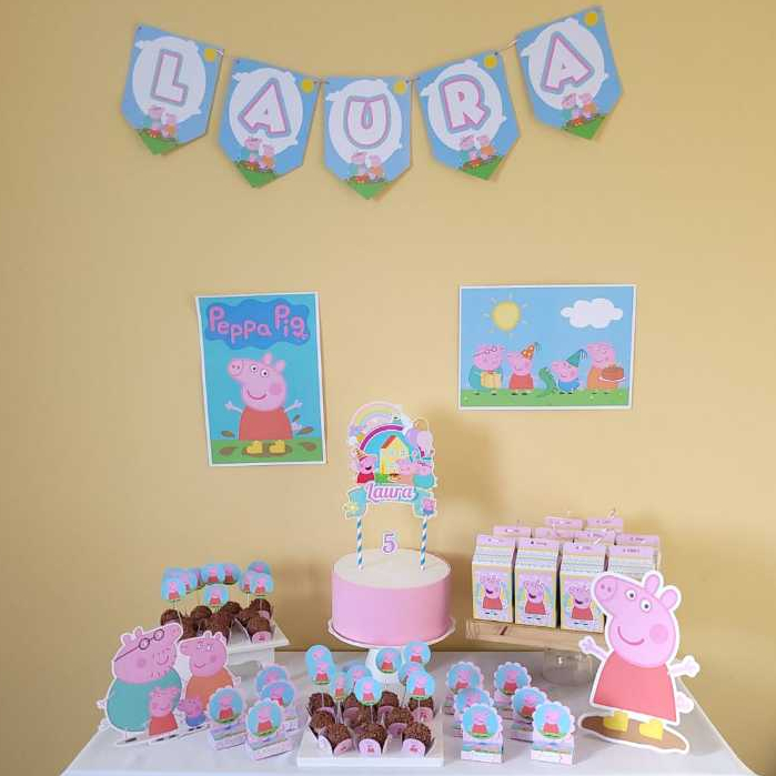 Kit festa peppa pig, Pronta +de 50 ou +de 100 itens personalizada "Só ...