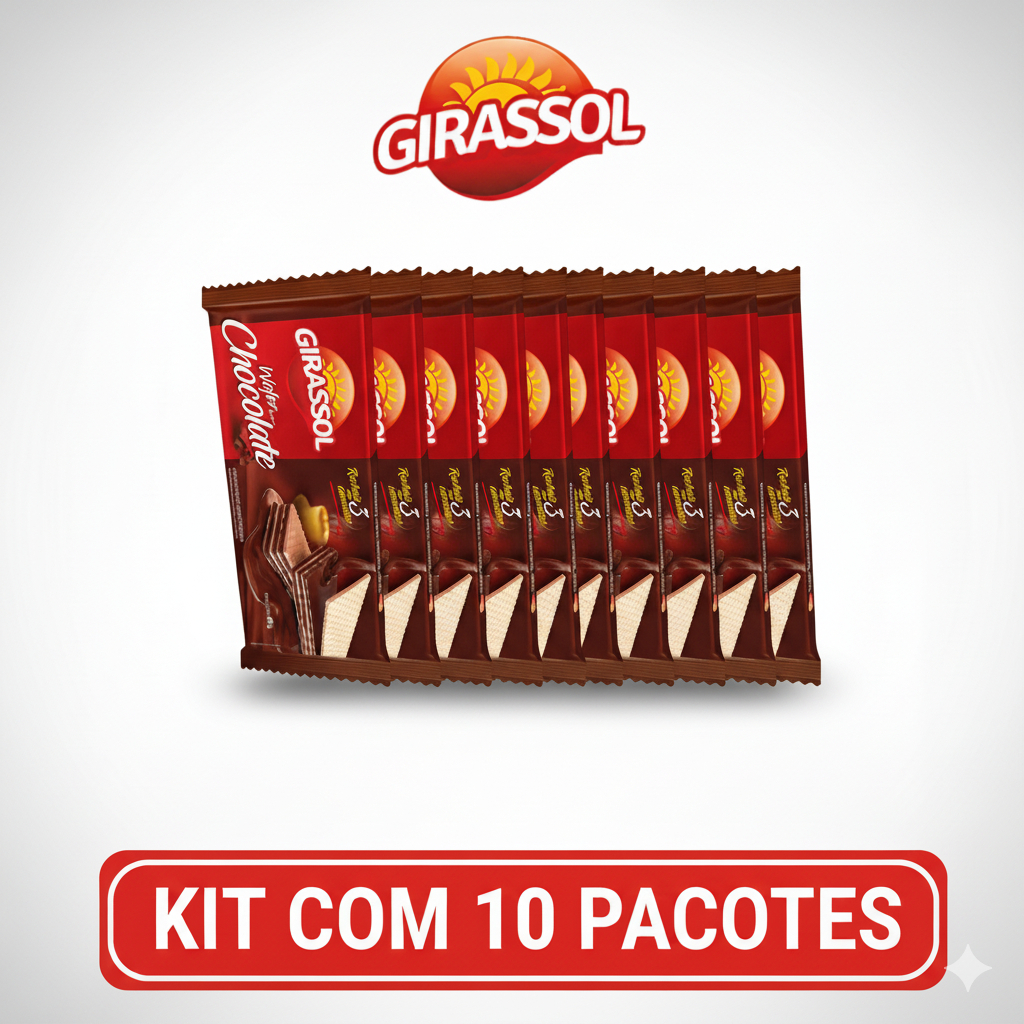 Bolacha Wafer Girassol 60gr Kit 10 Unidades | Shopee Brasil
