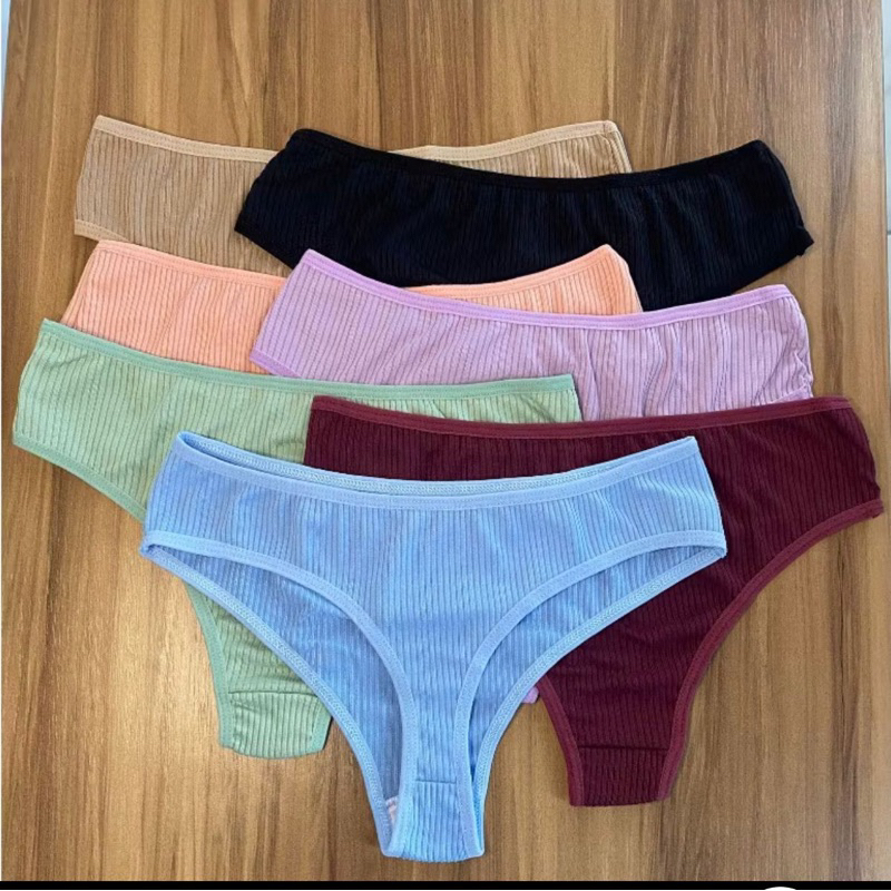 Kit 5 Calcinhas Fio Duplo de Micro Canelada - Forro de algodão ...