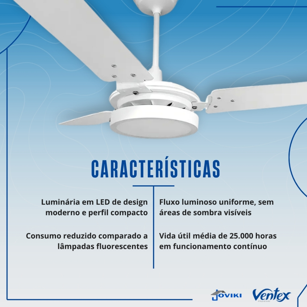 Ventilador De Teto Ventex 703 Valen Led Branco Frio 6K 220V Branco ...