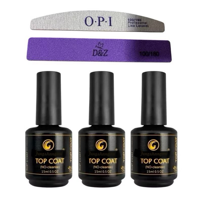 KIT 3 Top Coat Profissional 15ml pretinho do poder Extra Bilho Unha Gel ...
