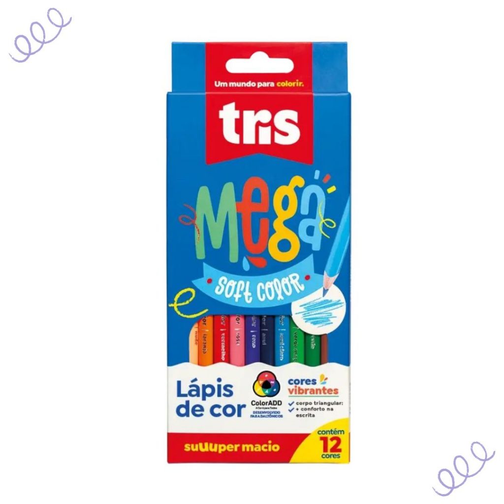Lápis De Cor Mega Soft Color 12 Cores - Tris | Shopee Brasil