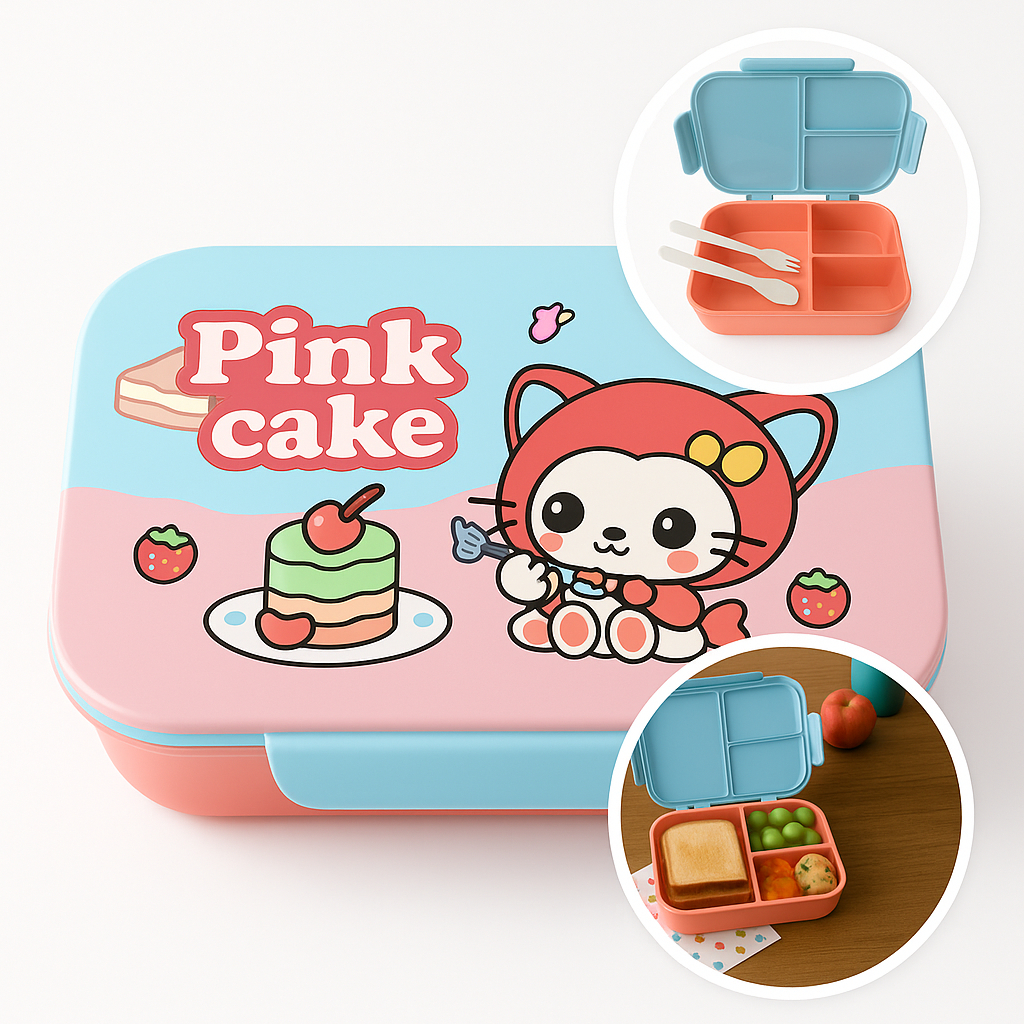 Lancheira Bento Box Infantil Com Divisória E Talher Marmita Escola ...