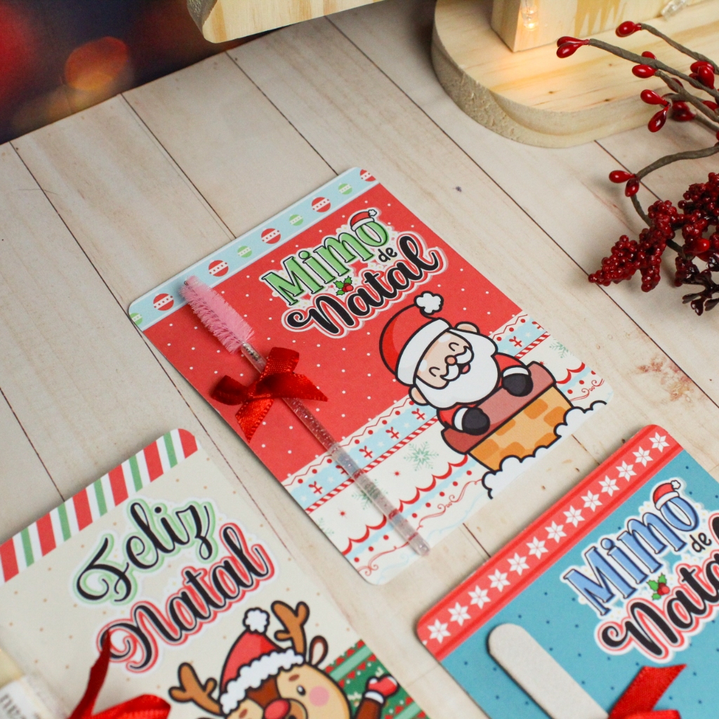 Kit Cartões 50/100/200 Lembrancinha de Natal para Mini Lixa / Escovinha ...