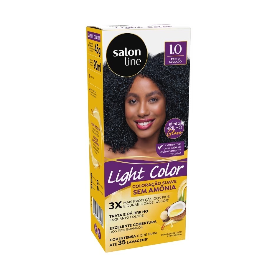 Tintura Light Color 1.0 Preto Azulado – Salon Line | Shopee Brasil
