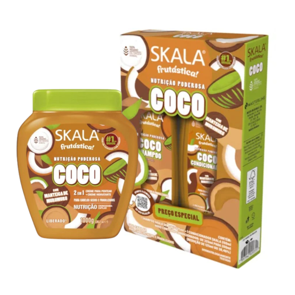 Kit Skala Frutástica Coco Nutrição Poderosa Potão 1kg + Shampoo 325ml e ...