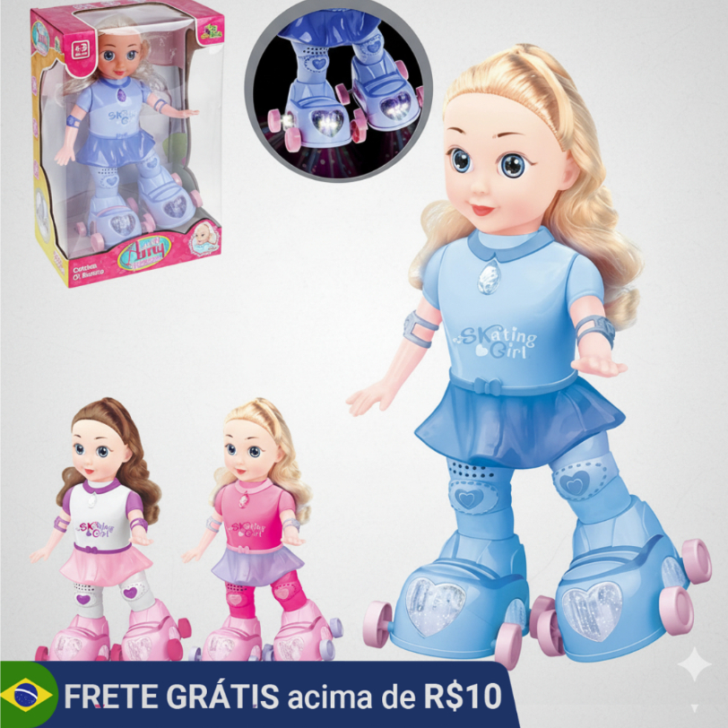 Boneca Patinadora Grande com Luz e Música Brinquedo Menina Infantil com ...