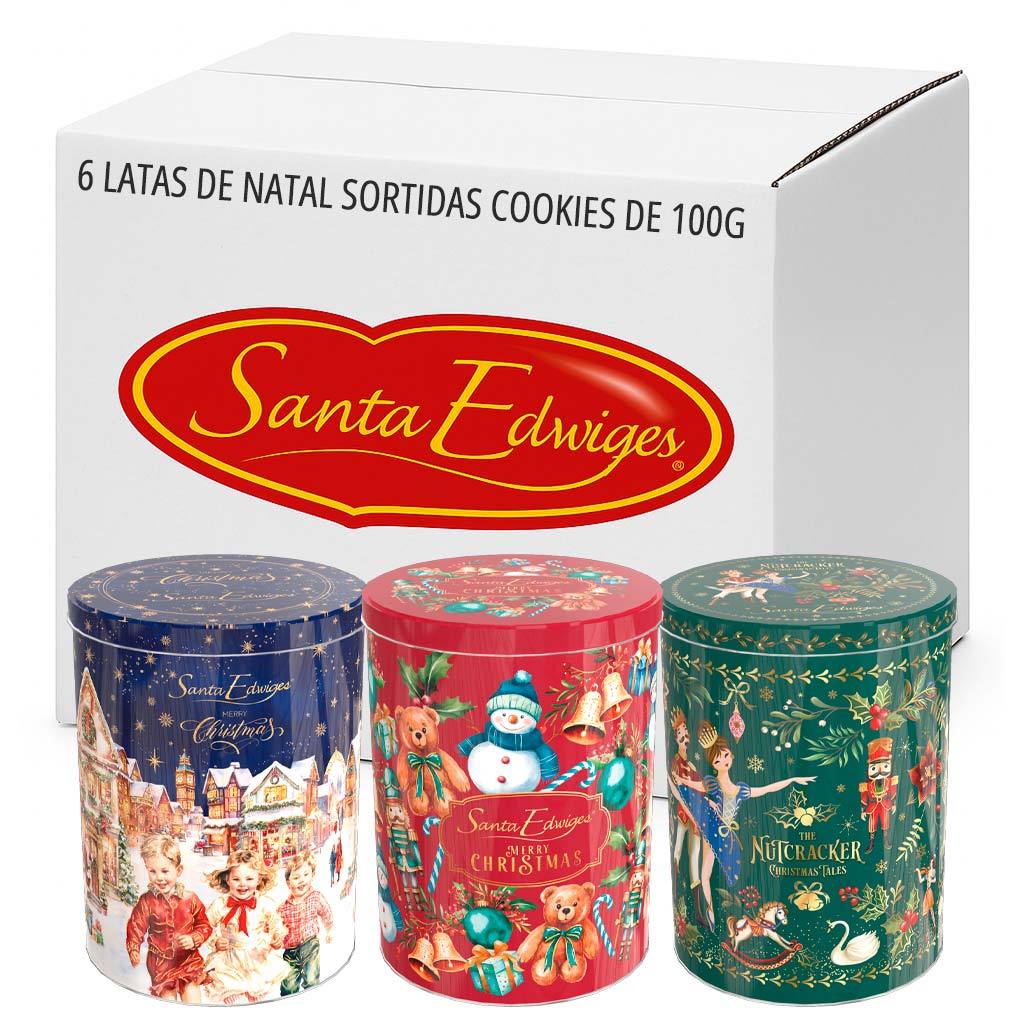 Kit 6 Latas Colecionáveis Mini Butter Cookies Natal 100g - Santa ...