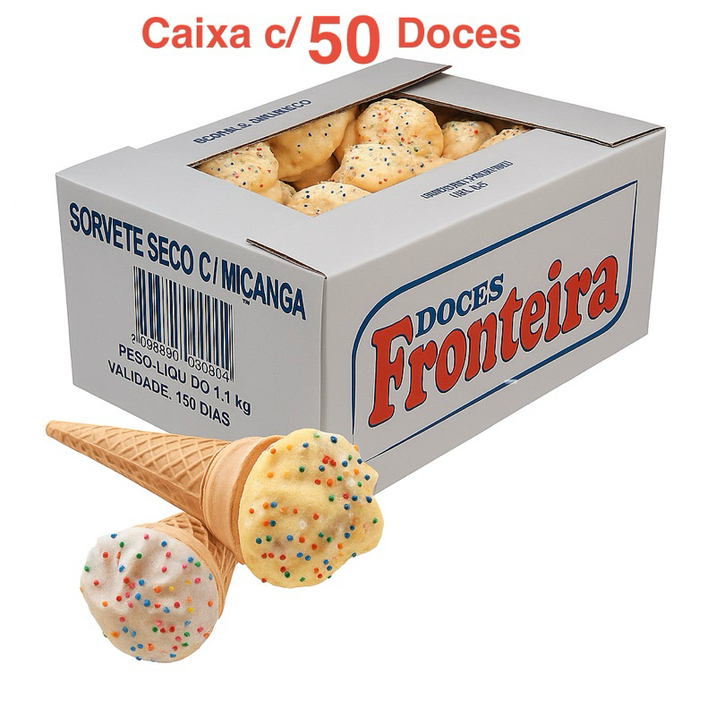 DOCE SORVETE SECO COM CONFEITOS 50 UNIDADES 1,1kg | Shopee Brasil