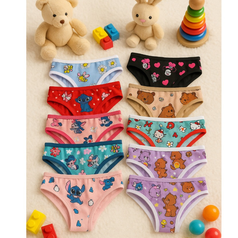 Kit Calcinha Infantil Com Forro Algodão Estampada De 1 a 9 Anos ...