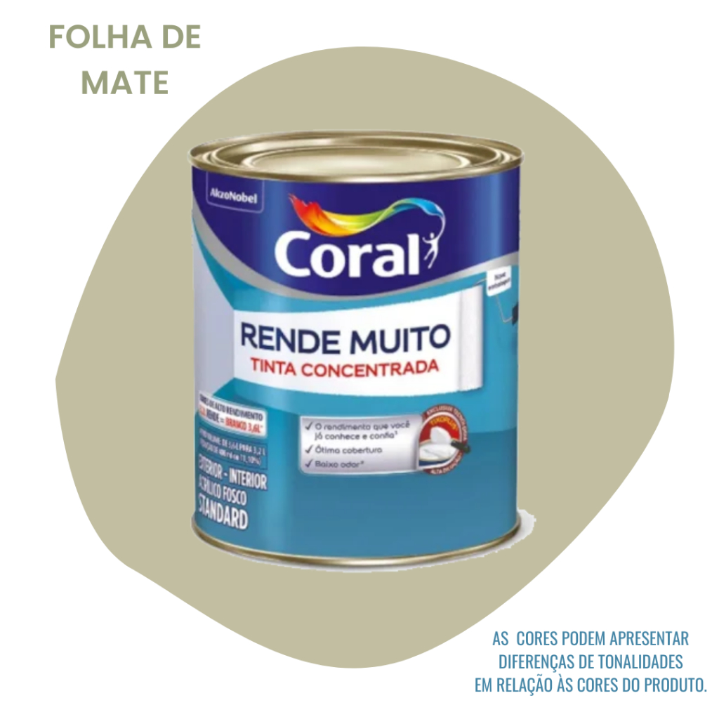 Tinta Concentrada Coral Rende Muito 800ml - Cor Folha de Mate | Shopee ...