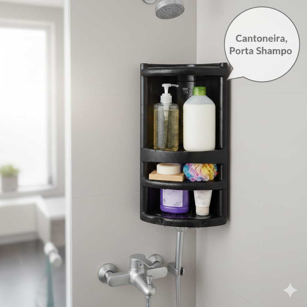 Suporte Cantoneira Porta Shampoo para Banheiro - Shampoo, Sabonete Fixa ...