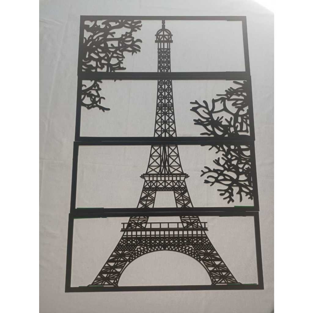 Quadro Torre em MDF 3mm pintado preto com adesivo de fixação com 70cm ...