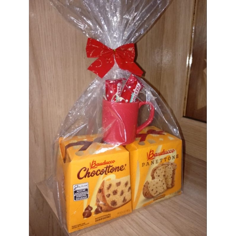Kit Lembrancinha Presente De Natal Itens Bauducco Mini Panettone Mini