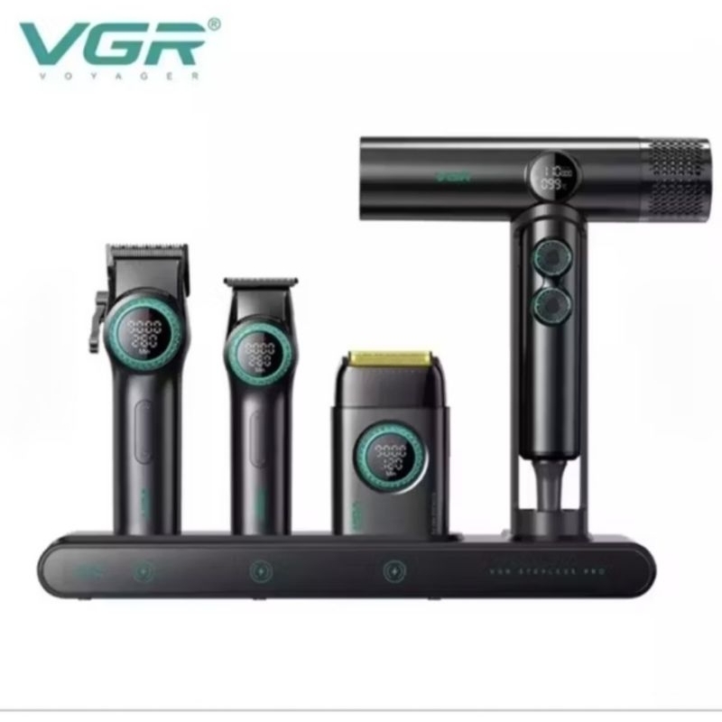 Combo VGR super power 4 in 1 corte+acabamento +shaver+secador+stand ...