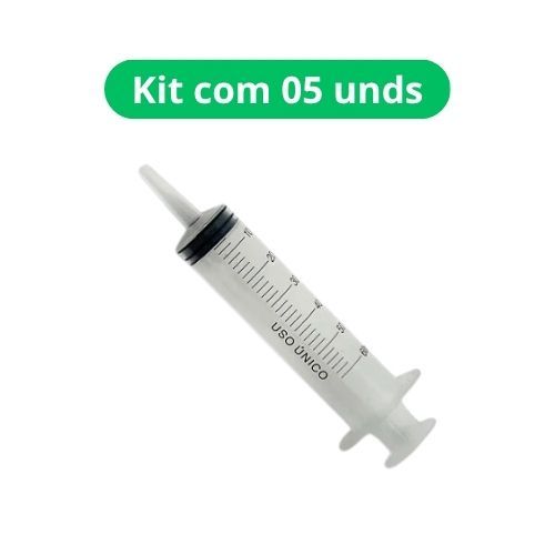 Seringa 60ml Bico Cateter Sem Agulha SR - Kit com 05 Unidades | Shopee Brasil