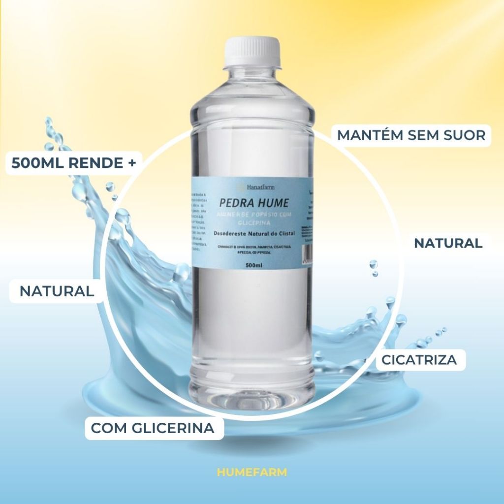 Pedra Hume 500ml Desodorante de Cristal Com Glicerina Rende Muito 500ml ...