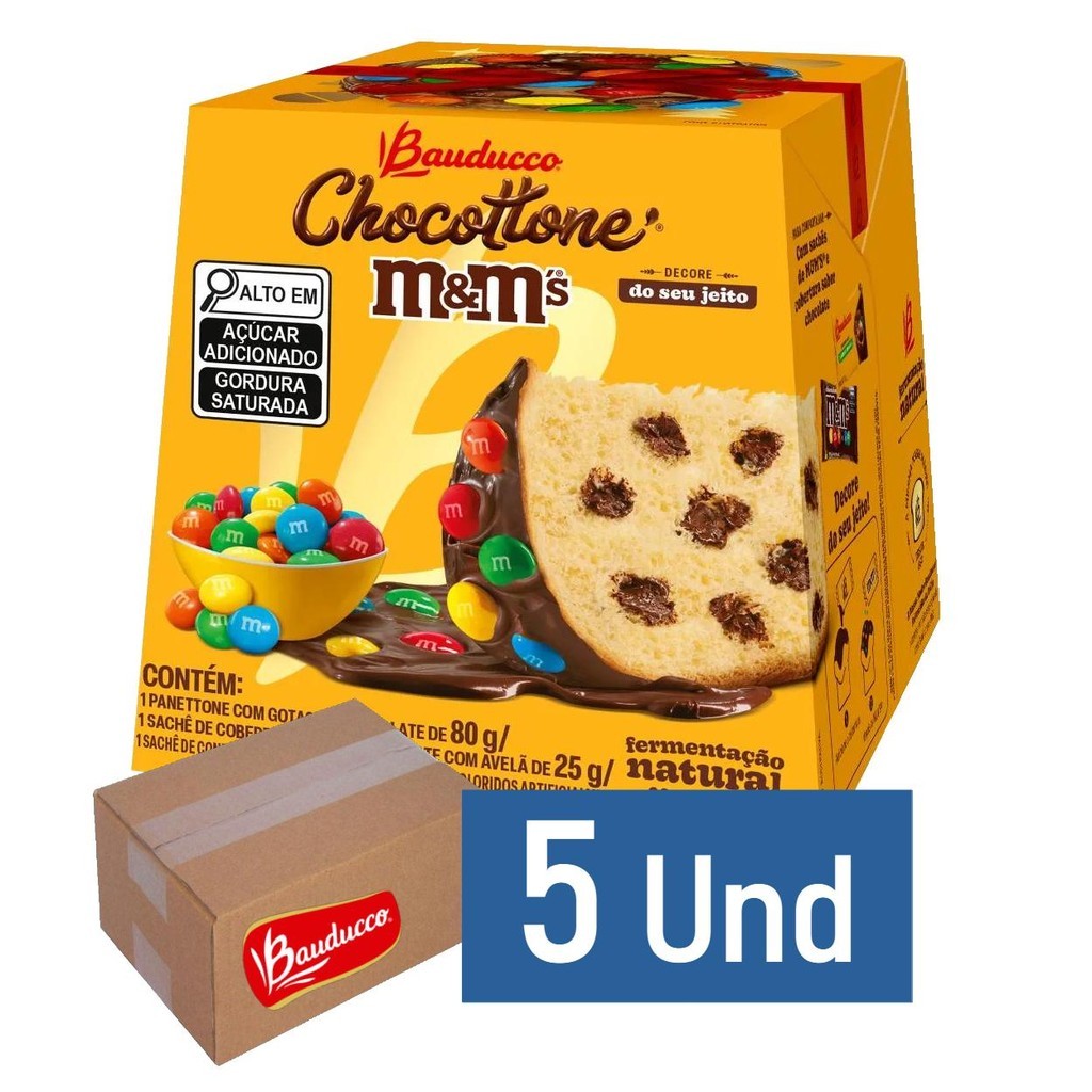 Mini Chocottone Bauducco 5x80gr MxM - Chocotone | Shopee Brasil